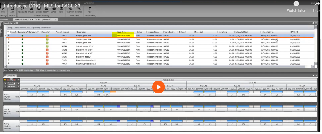Easy Integration Between Sage X3 and LYNQ for Planning & Scheduling